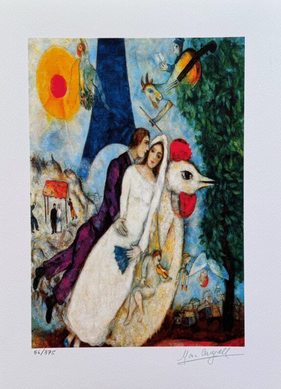 Marc Chagall BRIDE & GROOM OF THE EIFFEL TOWER Limited Edition Giclee ...