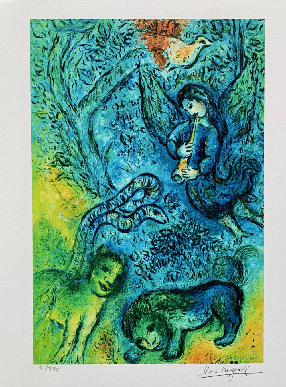 Marc Chagall MAGIC FLUTE Limited Edition Facsimile Signed Giclee 12" x ...