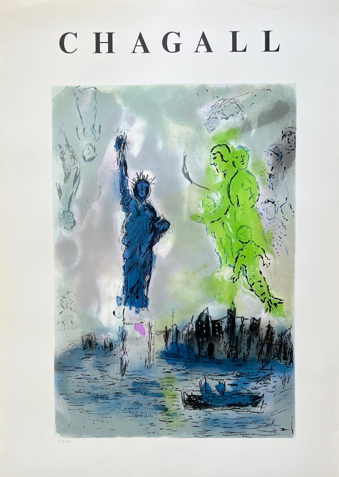 Marc Chagall STATUE OF LIBERTY 1982 Offset Lithograph Art Expo New York ...