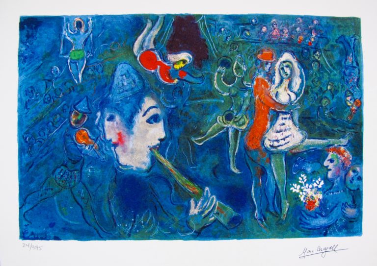 Marc Chagall Circus Clown And Dancer Limited Edition Facsimile Signed