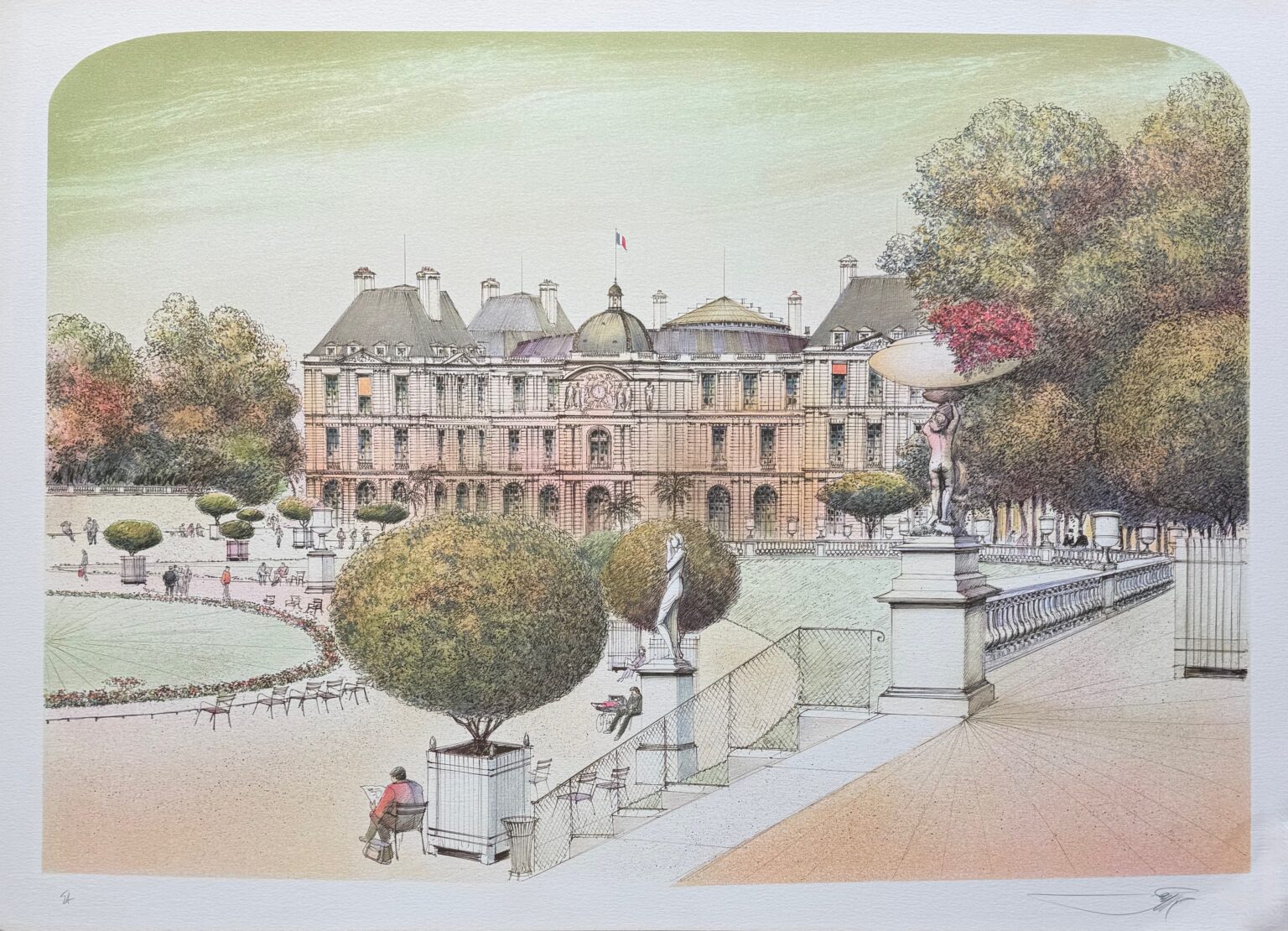 Rolf Rafflewski LUXEMBOURG GARDENS Hand Signed Limited Edition ...