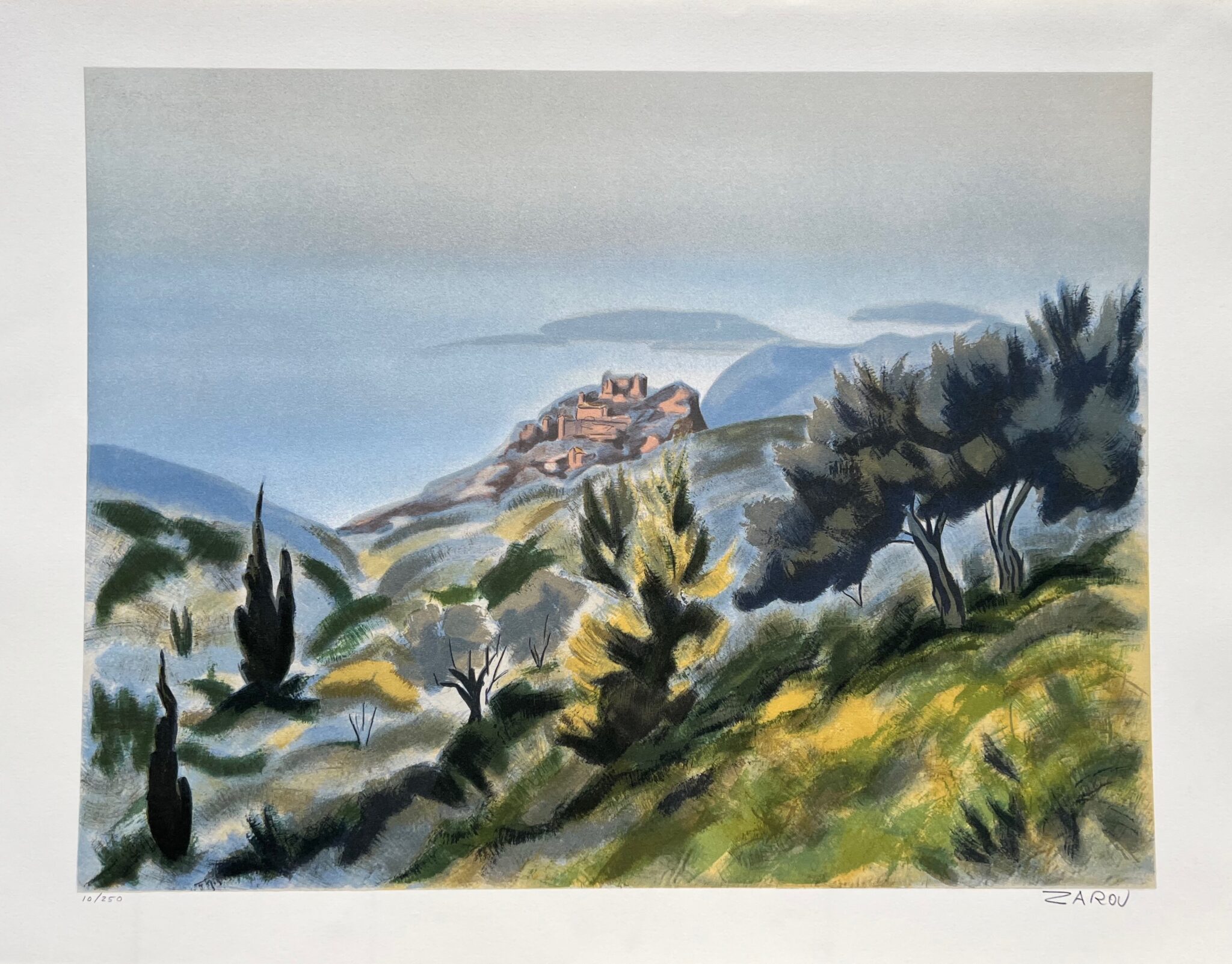 VICTOR ZAROU Seaside Village Hand Signed Limited Edition Lithograph ...