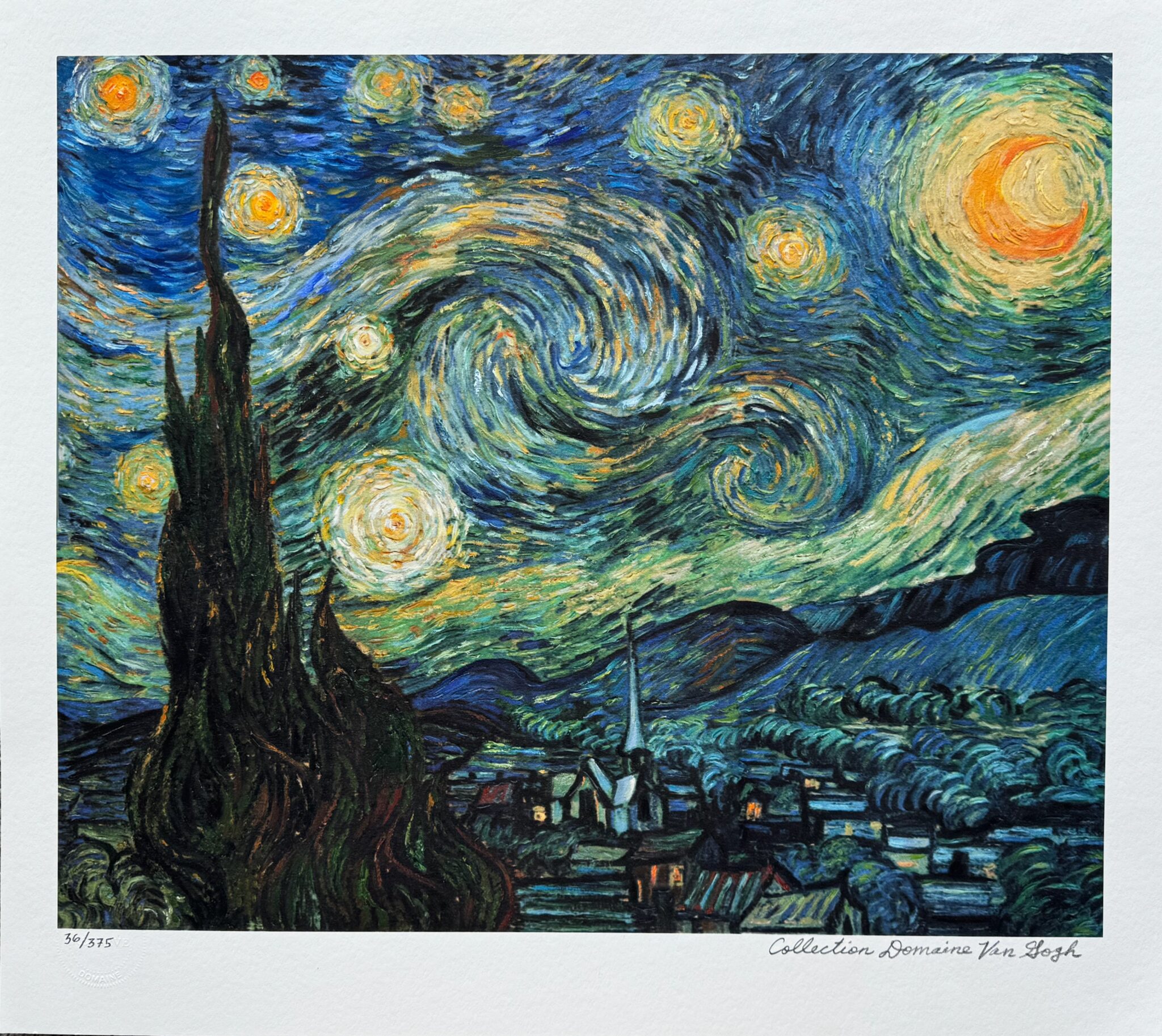 Vincent Van Gogh STARRY NIGHT Estate Signed Limited Edition Giclee 17 ...
