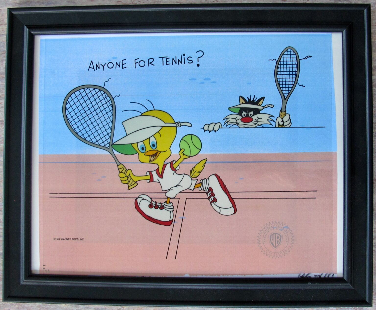 Warner Bros Sylvester & Tweety Bird Tennis Framed Sericel Animation Art ...
